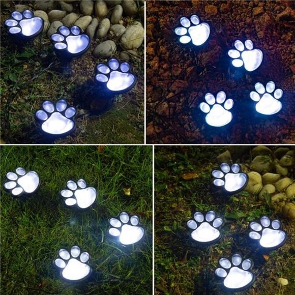 Other | Outdoor Led Solar Paw Print Lights Garden Dog Cat Paw Print ...